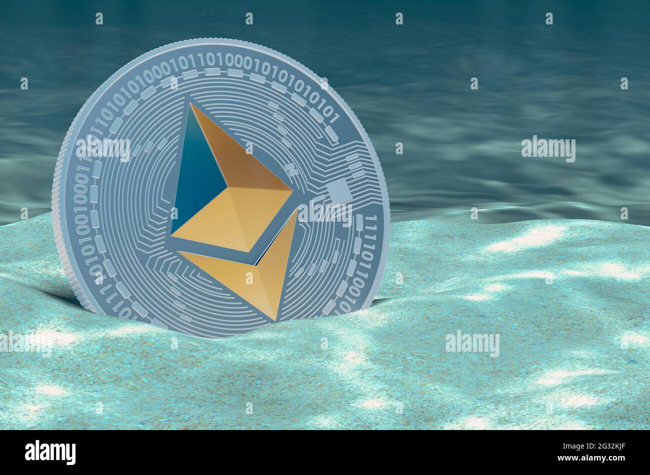 Ethereum hit rock bottom concept, 3D rendering isolated on white ...