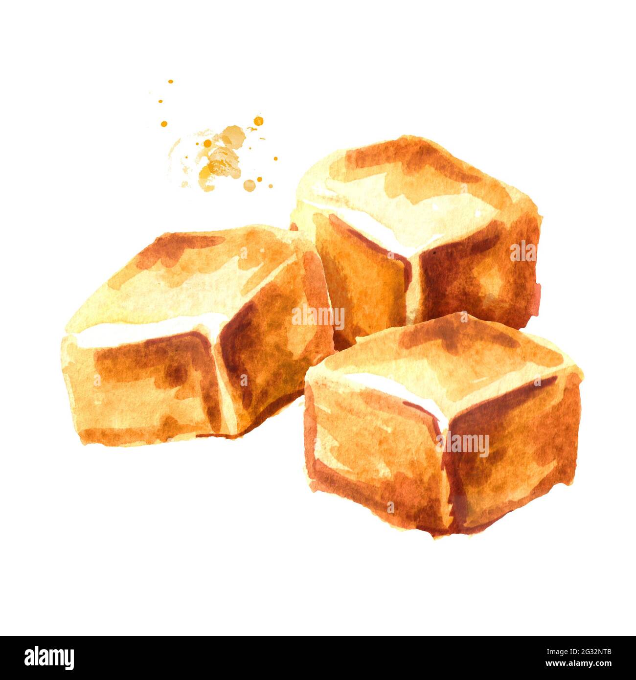 Caramel candies. Watercolor hand drawn illustration, isolated on white ...