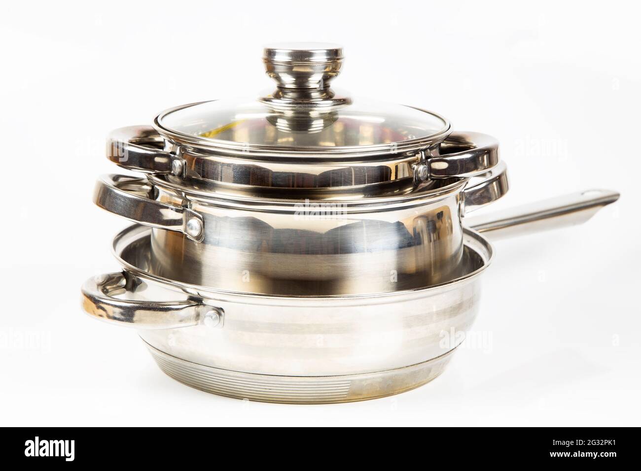 Cooking pots isolated on white background Stock Photo - Alamy