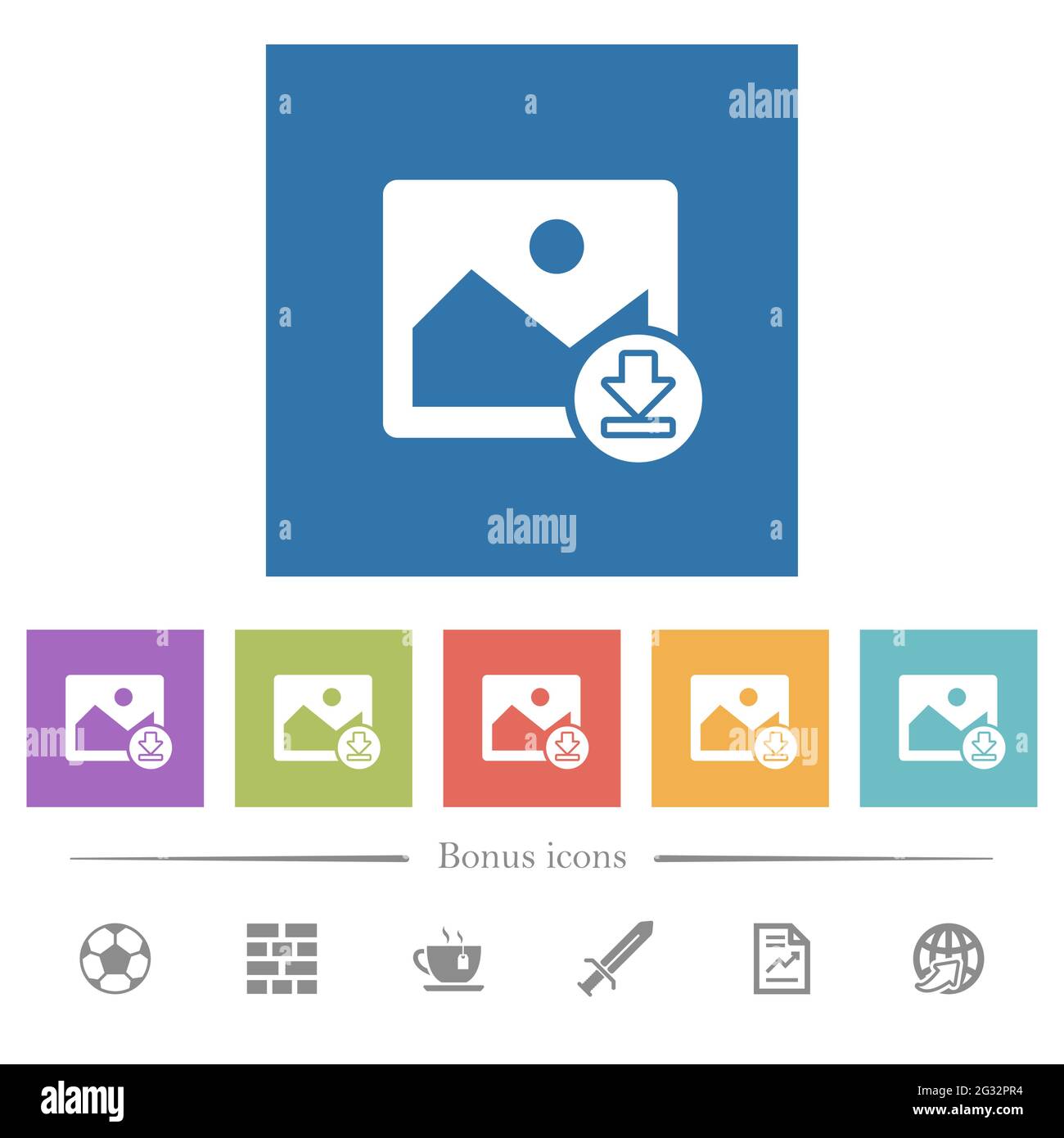Download image flat white icons in square backgrounds. 6 bonus icons ...