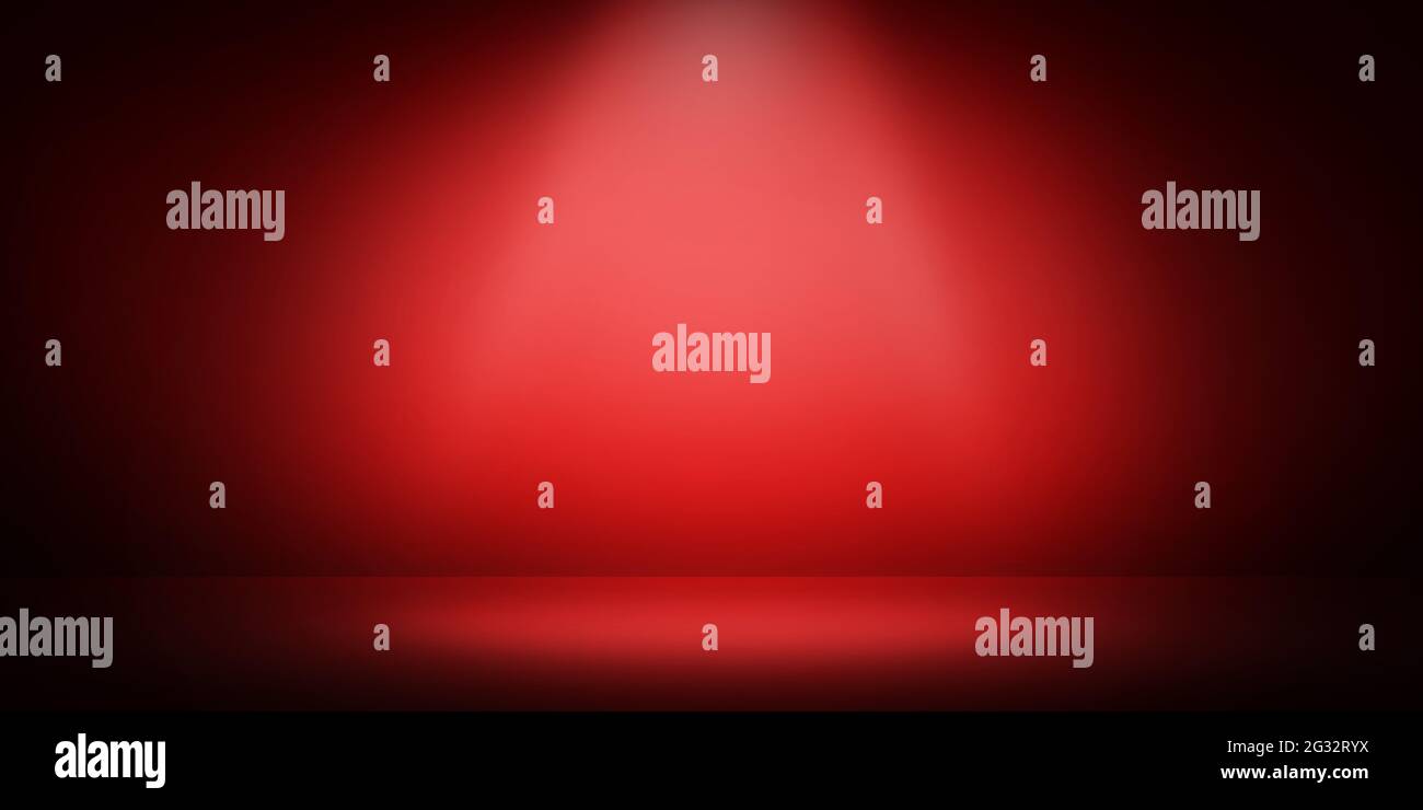 3D Rendered Empty Red Room with Spot Light in Center. Modern Abstract ...