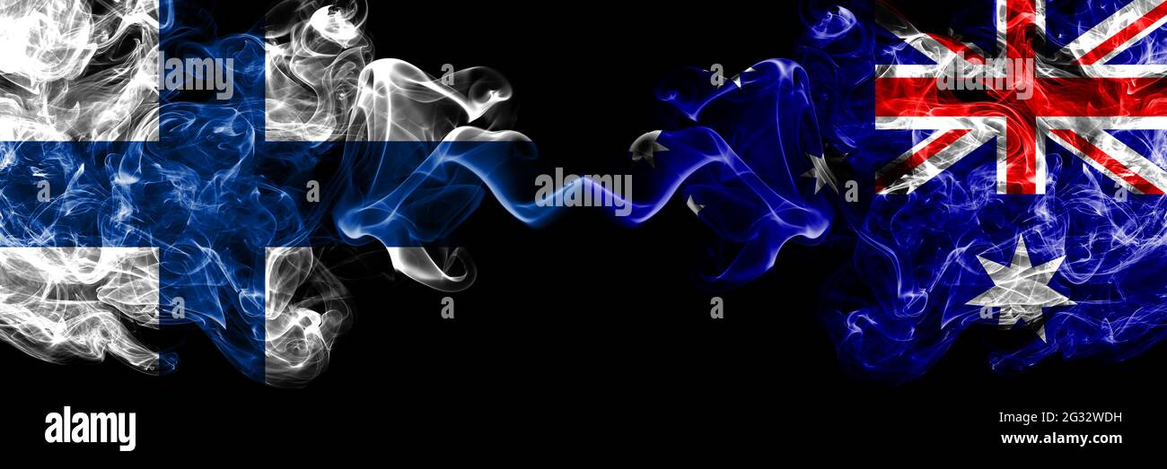 Finland, Finnish vs Australia, Australian smoky flags side by side ...