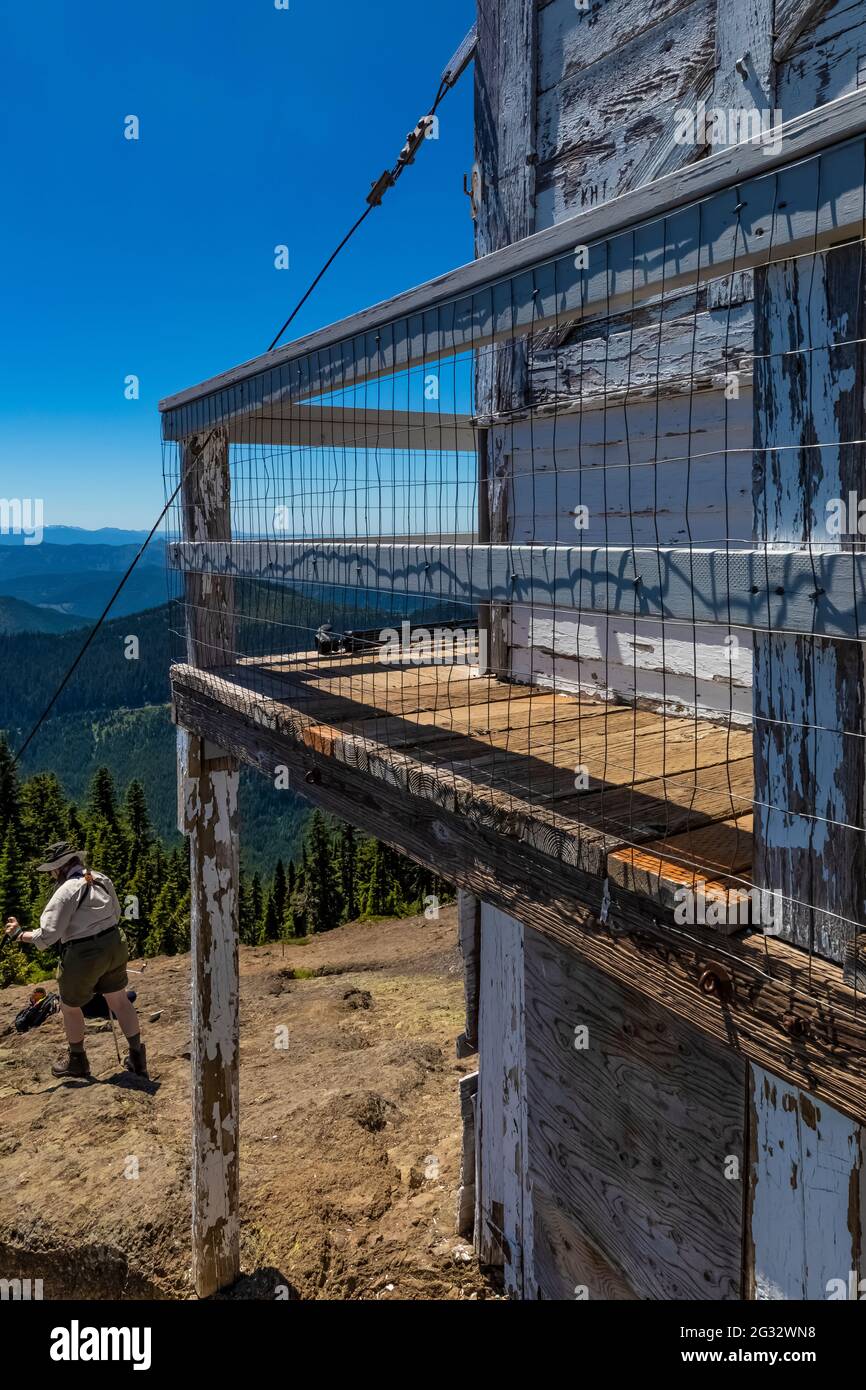 Details of High Rock Lookout, with its commanding view of Mount Rainier ...