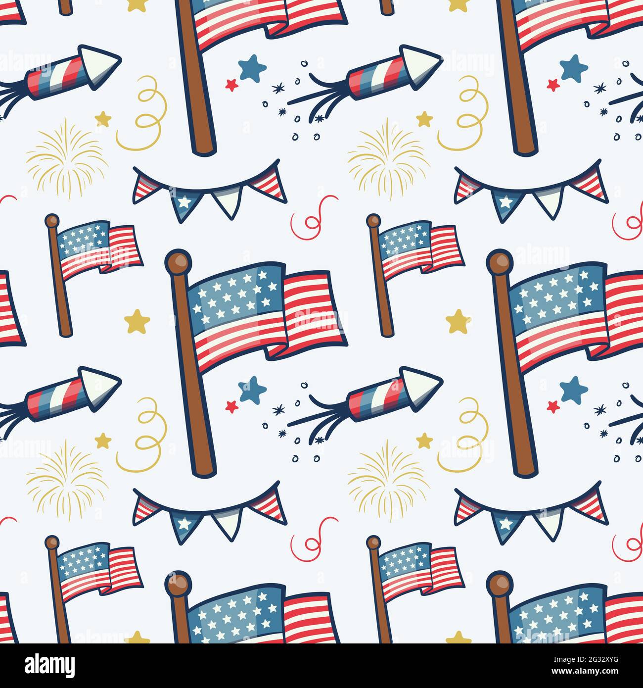 Seamless vector pattern of 4th of July, Independence Day of the United ...