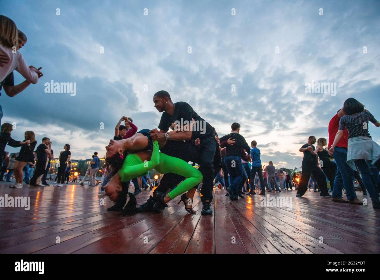 06-12-2021 Moscow russia . Hispanic couple and russian girl - Dancing ...
