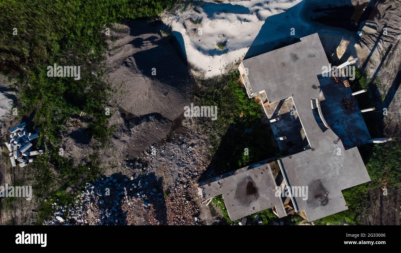 construction of a private house top view aerial view Stock Photo - Alamy