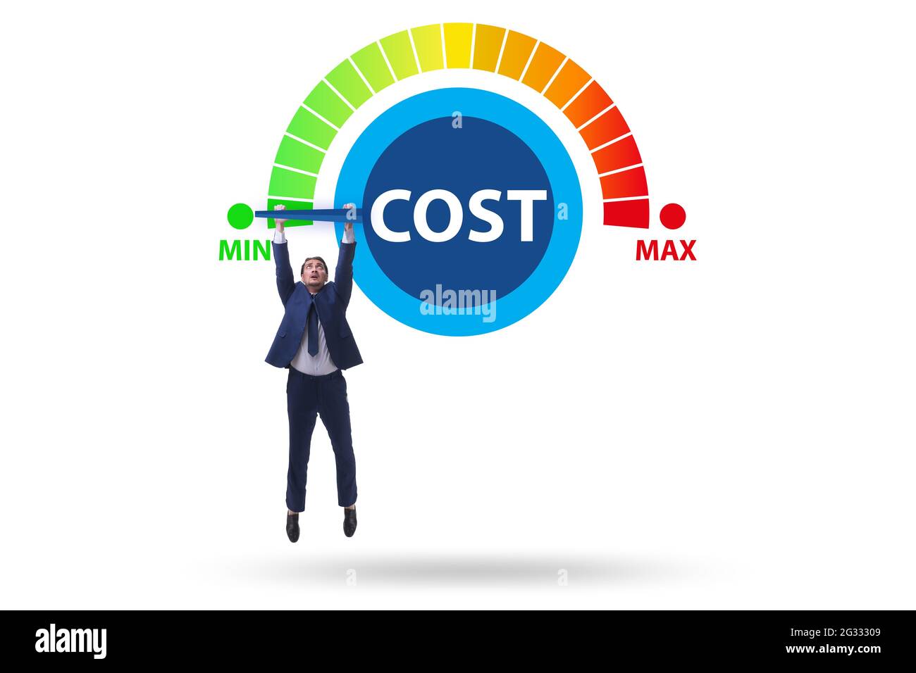Cost management concept with the businessman Stock Photo - Alamy