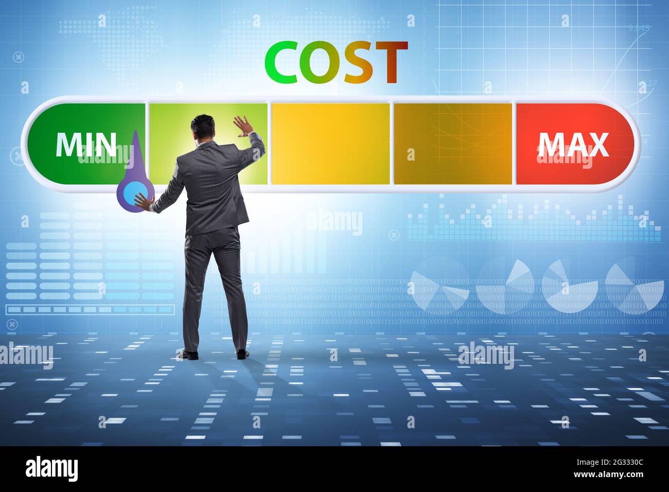 Cost management concept with the businessman Stock Photo - Alamy