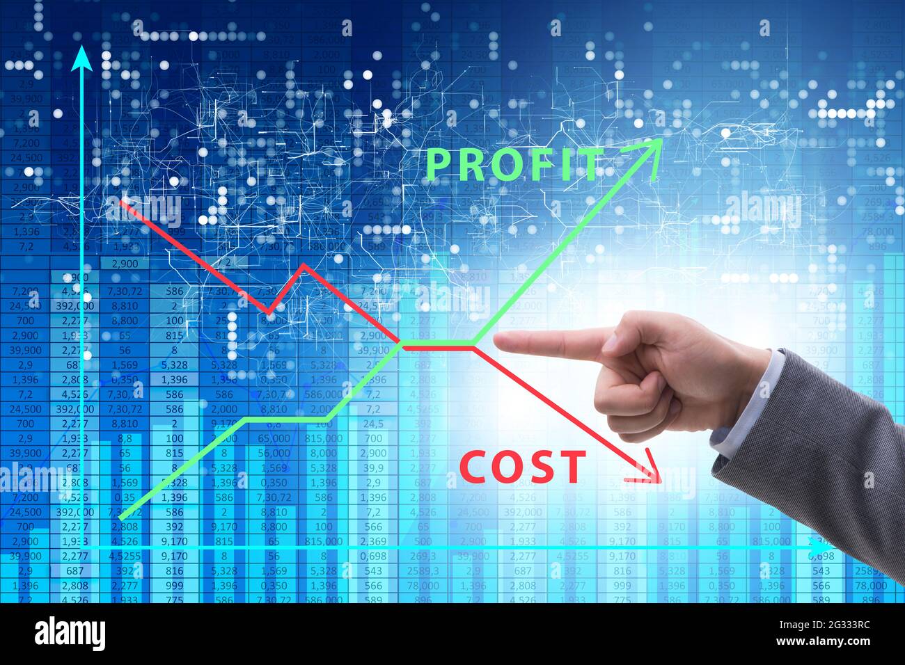 Concept of the proft and loss with businessman Stock Photo - Alamy