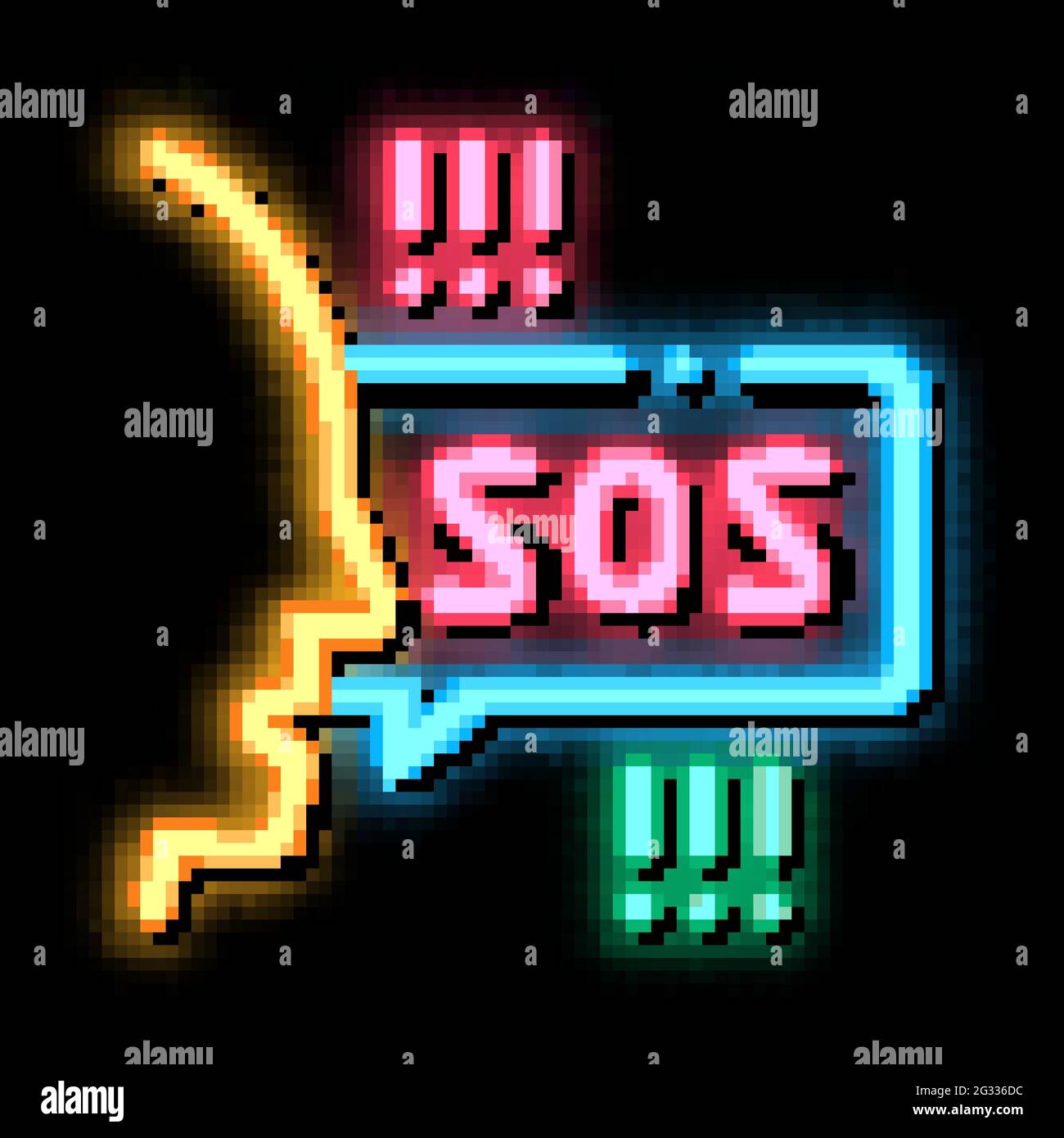 human screaming sos neon glow icon illustration Stock Vector Image ...