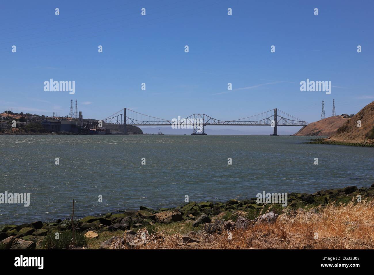 Twin spans of the Carquinez Bridge carry traffic on I-80 across the ...