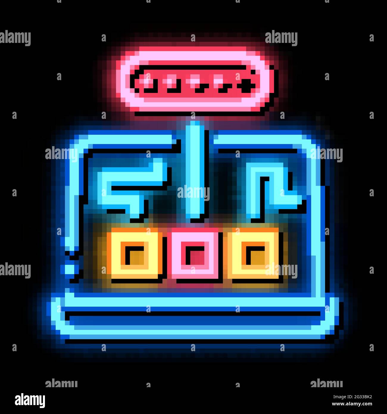 computer program mistake research neon glow icon illustration Stock ...