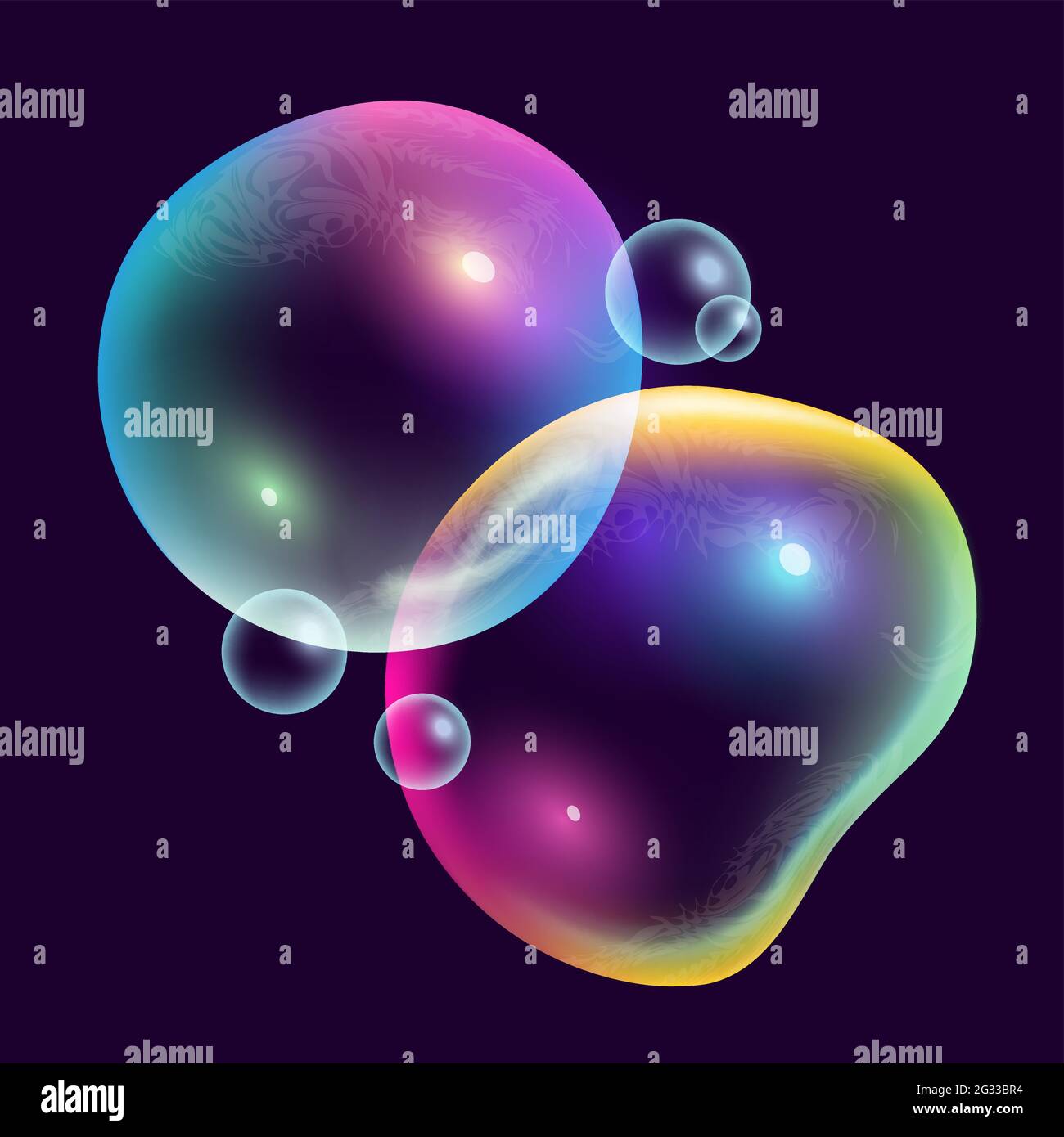 Creative realistic floating rainbow bubbles. Vector illustration Stock ...