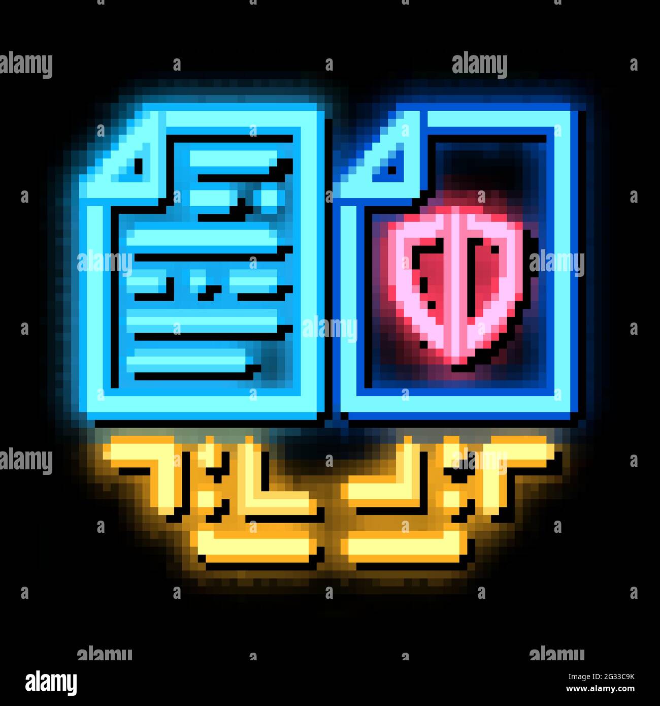 document safety neon glow icon illustration Stock Vector Image & Art ...