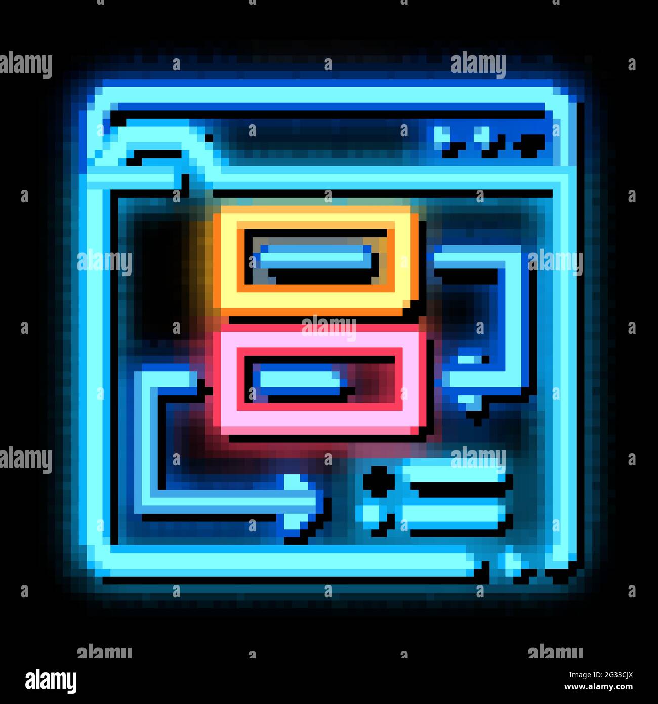 website working process steps neon glow icon illustration Stock Vector ...