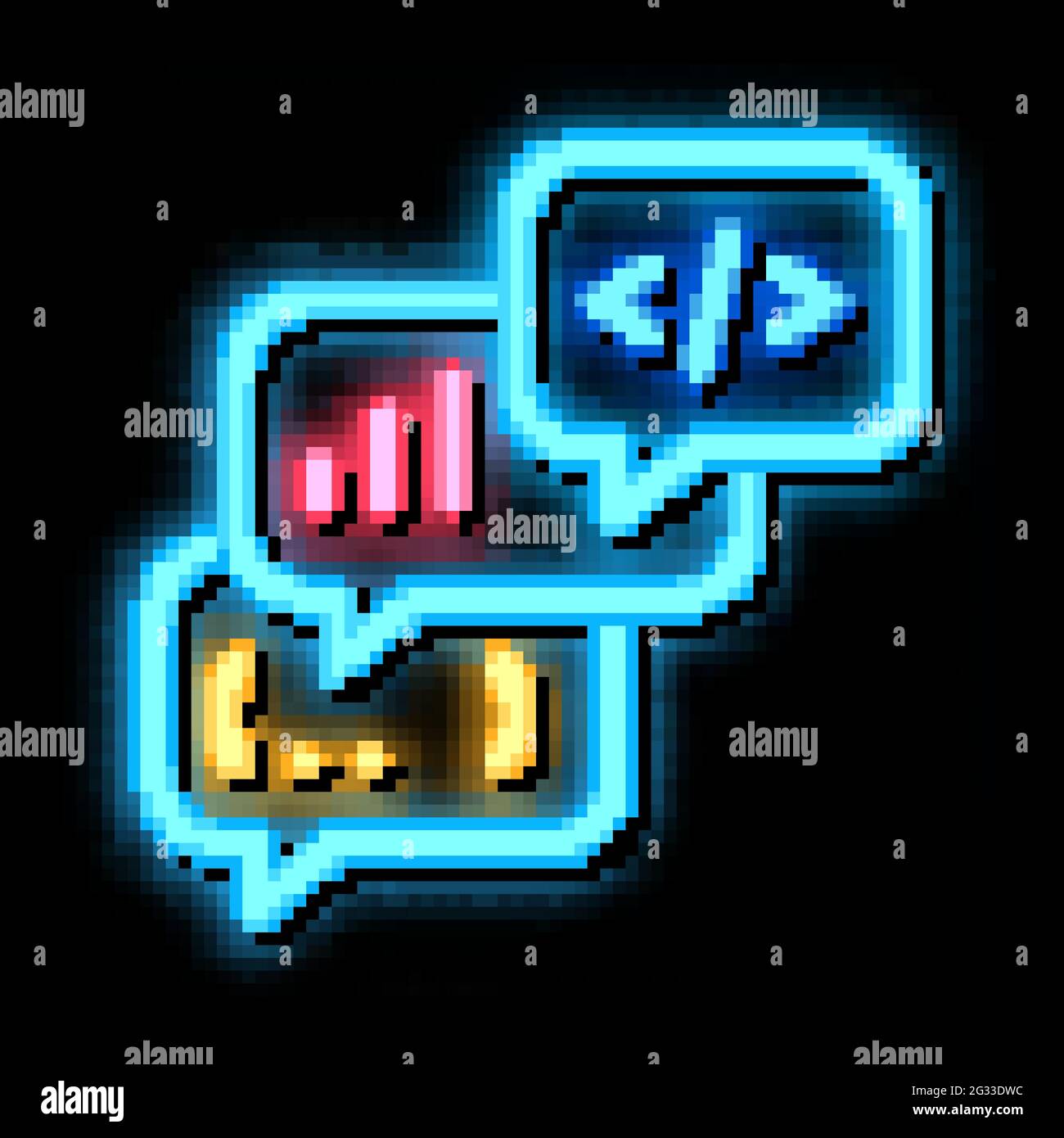 codding operation programmer discussing neon glow icon illustration ... codding operation programmer discussing neon glow icon illustration ...