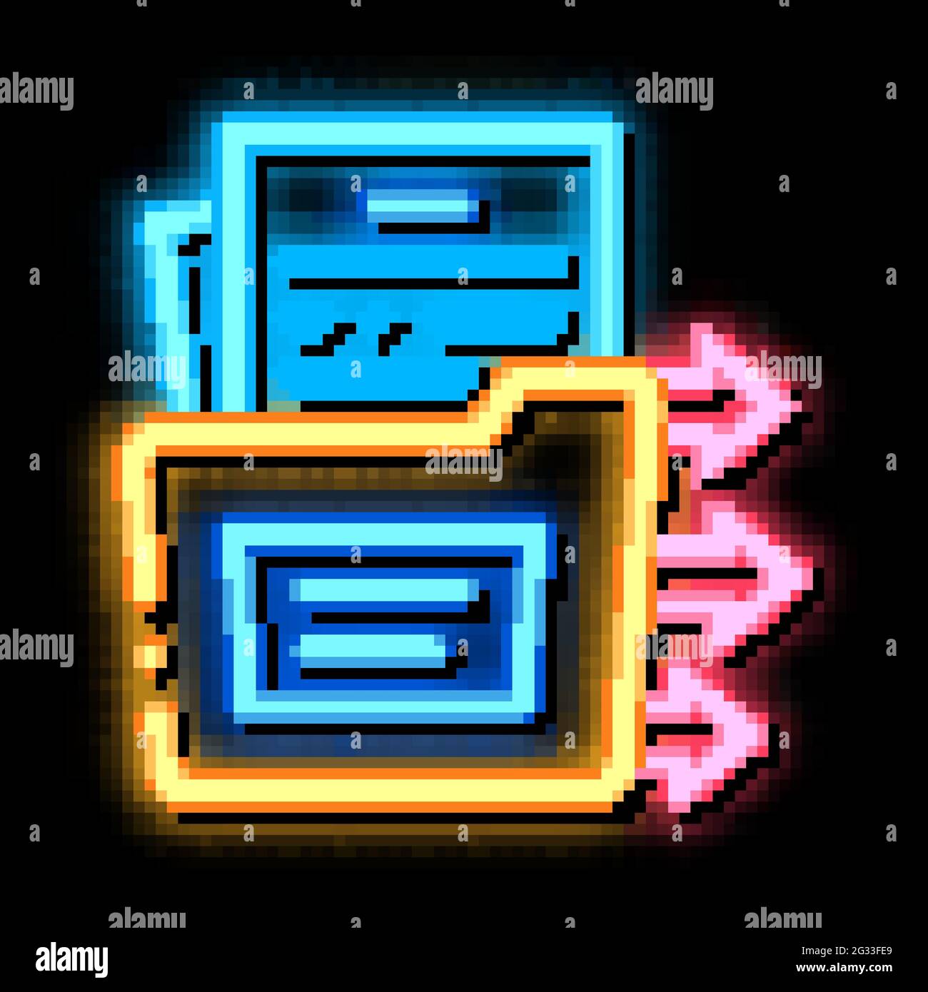 document in folder neon glow icon illustration Stock Vector Image & Art ...