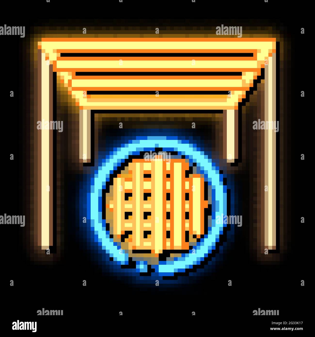 worker stretching ceiling neon glow icon illustration Stock Vector ...