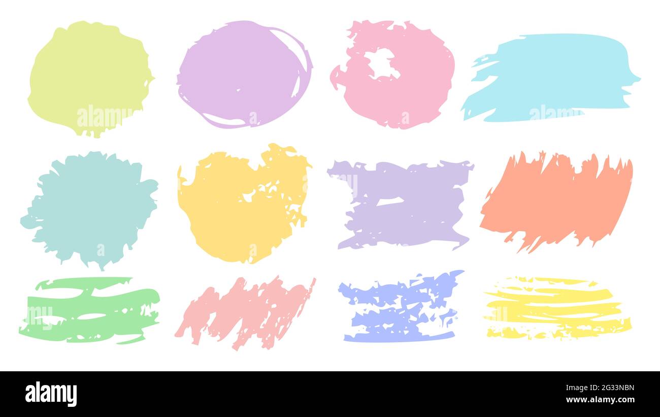 Brush stroke color set. Brush, ink, paints. Hand drawn vector. Round ...