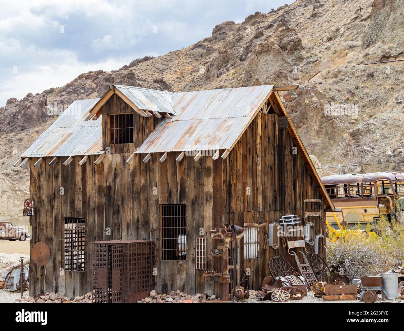 Abandoned retro building of the Nelson Ghost Town at Nevada Stock Photo ...