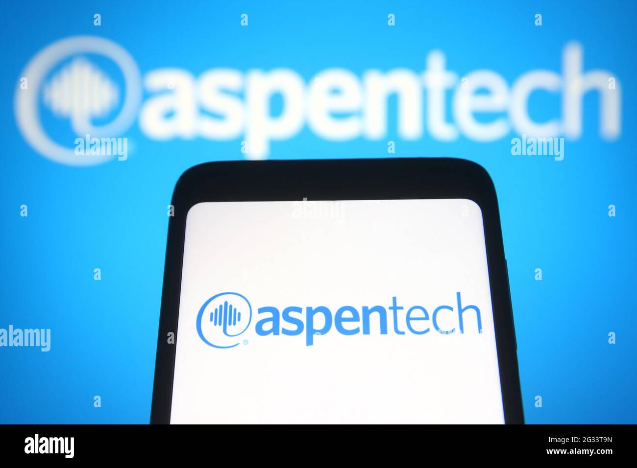 In this Photo illustration an Aspen Technology logo is seen on a ...