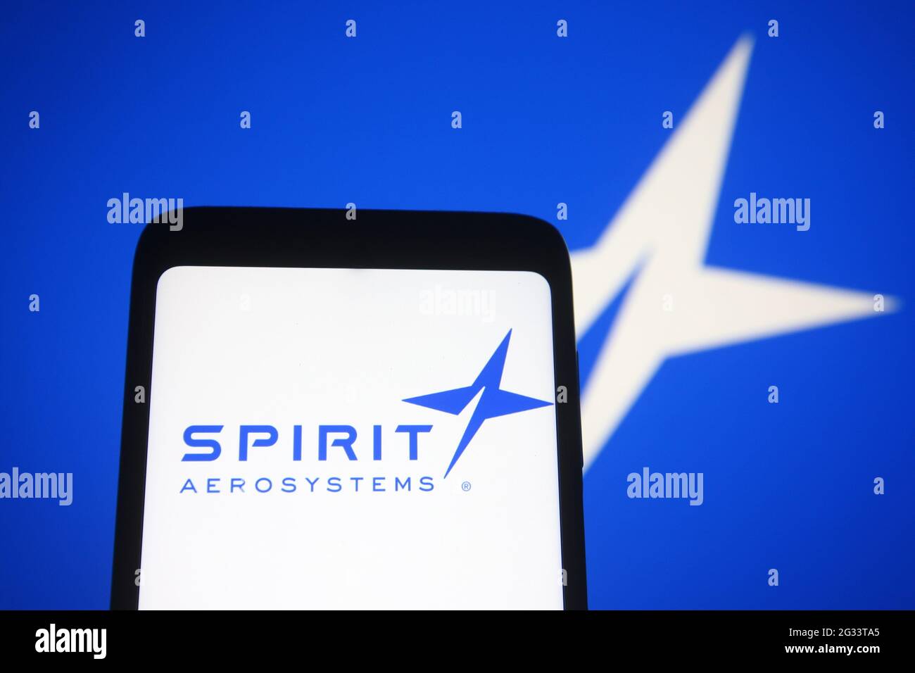 In this Photo illustration a Spirit AeroSystems logo is seen on a ...