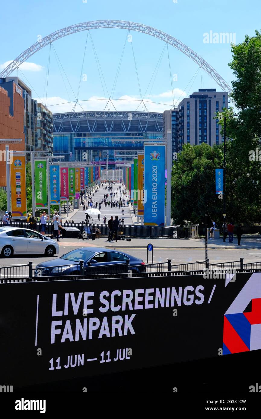 The approach to Wembley Stadium from Wembley Park underground station ...