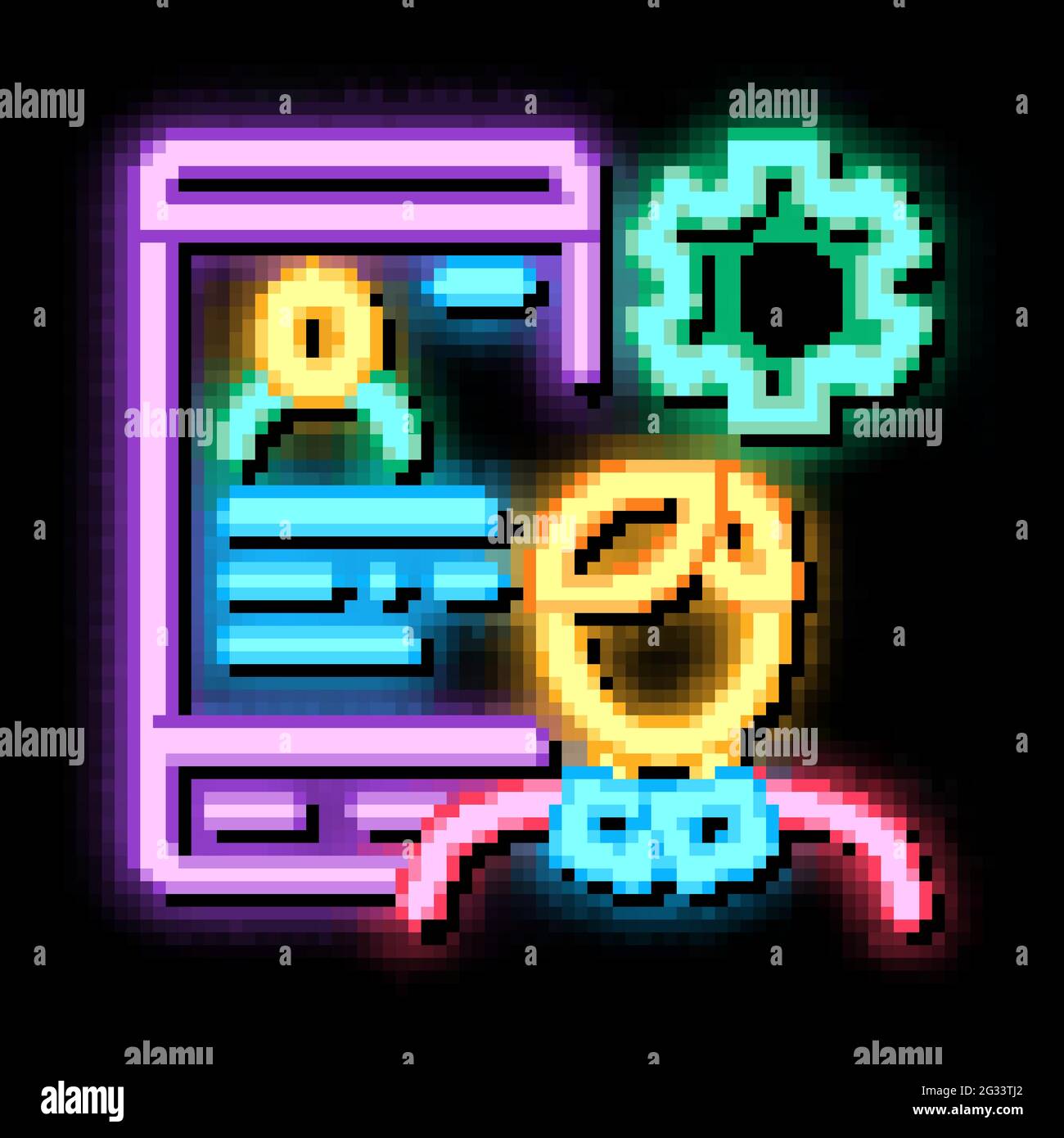 human profile on phone screen neon glow icon illustration Stock Vector ...
