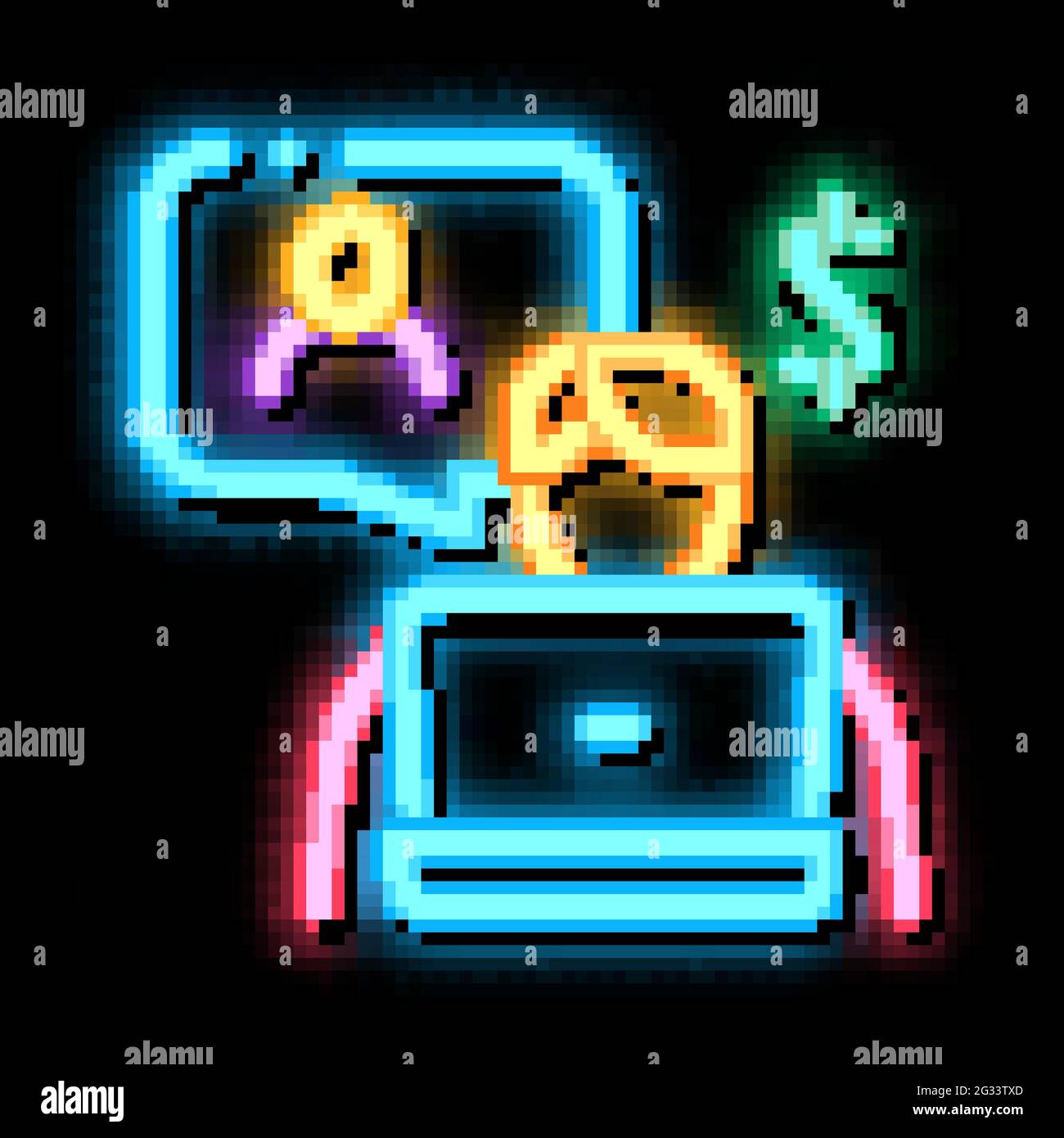 manager communicate with customer neon glow icon illustration Stock ...
