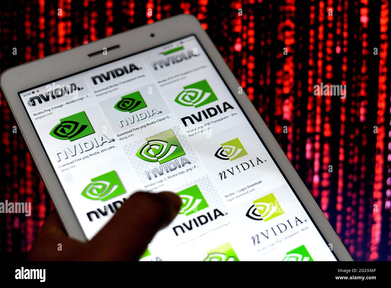 In this Photo illustration the Nvidia Logos seen displayed on an ...