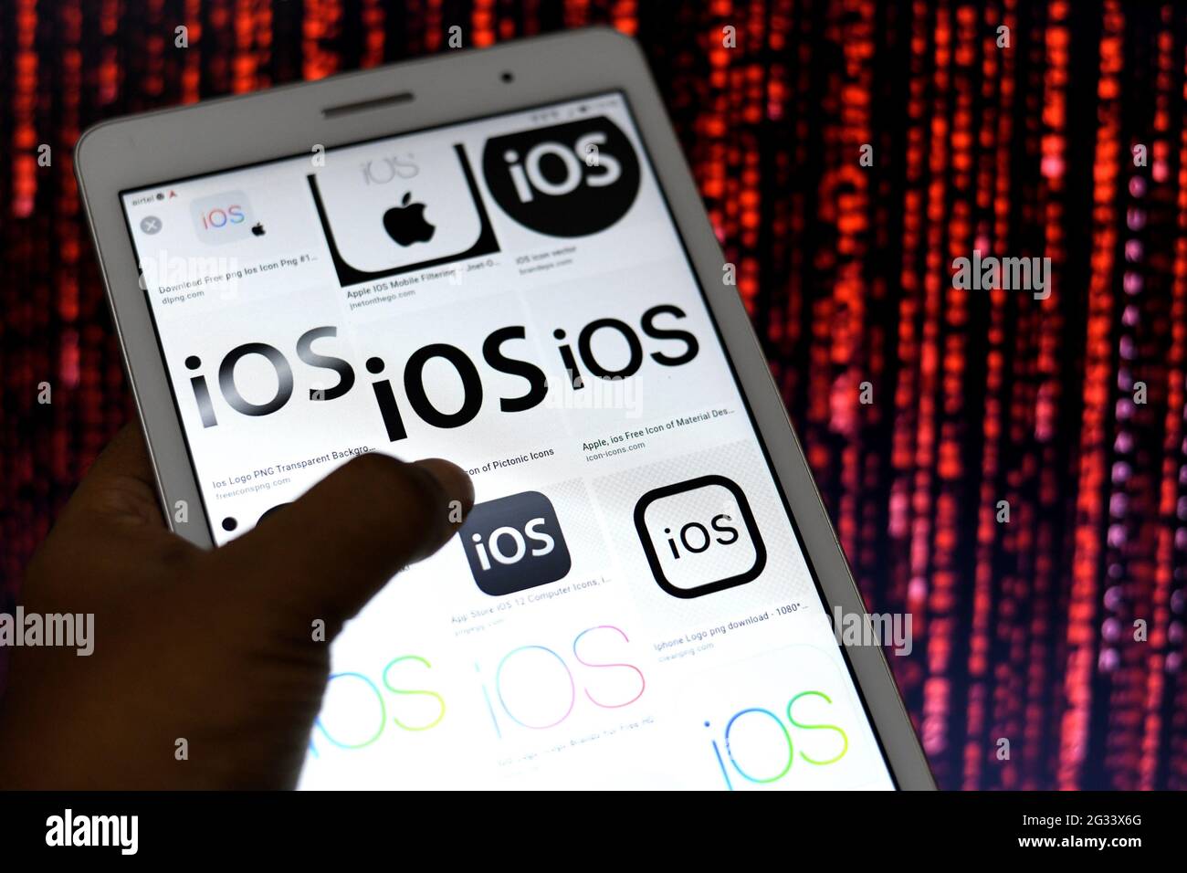 In this Photo illustration the Apple IOS Logos seen displayed on an ...