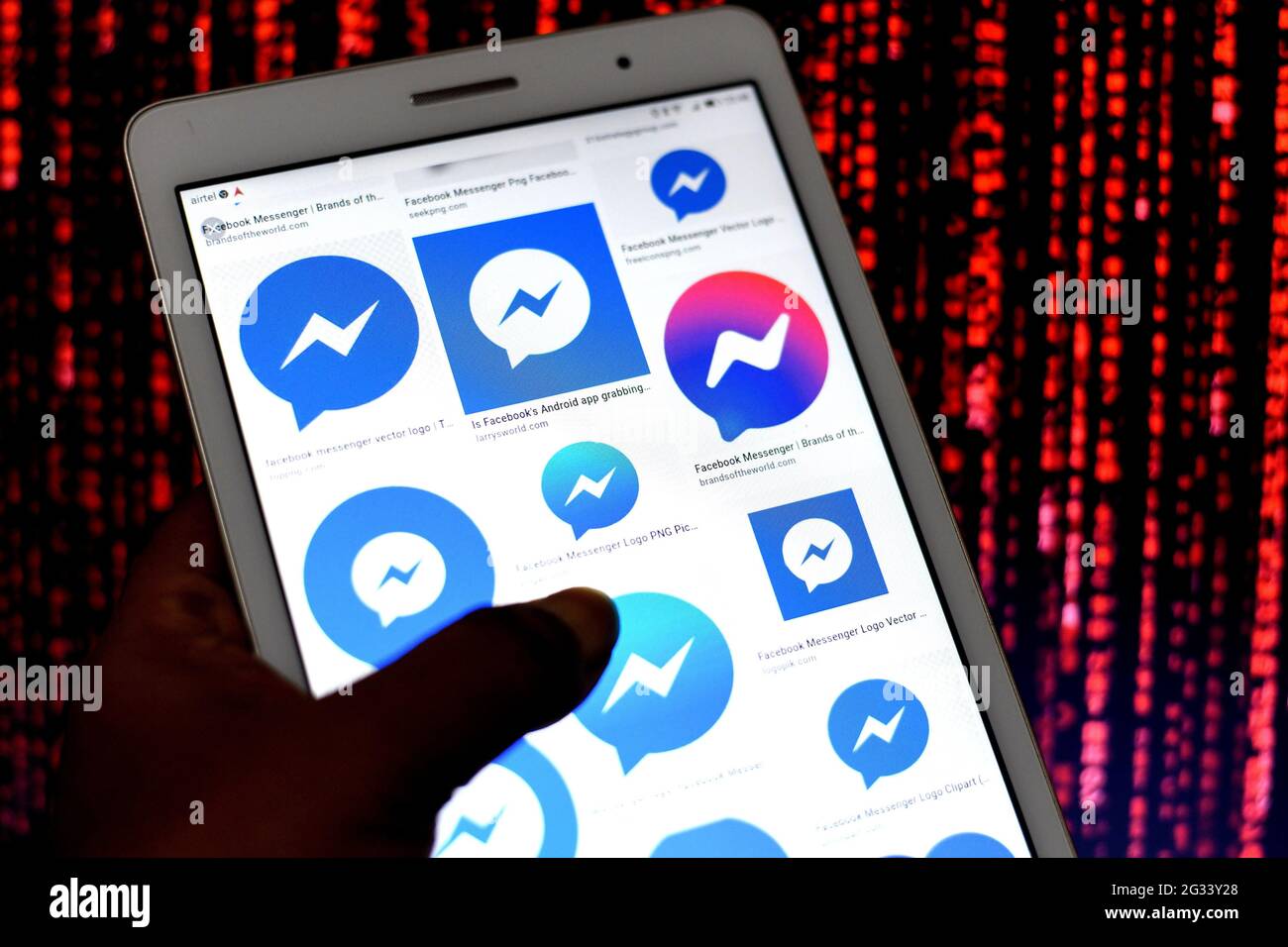 In this Photo illustration the Facebook Messenger Logos seen displayed ...