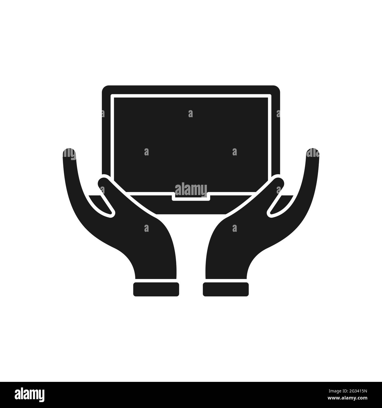Laptop with Hand icon Vector Design. Laptop icon with Hand Gesture ...