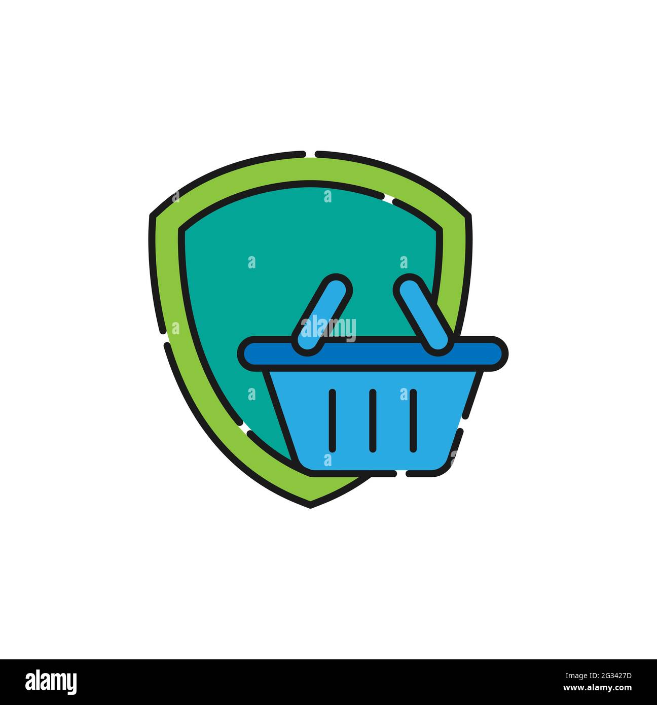 Secure Shopping icon Vector Illustration. Shopping Security and Safety ...