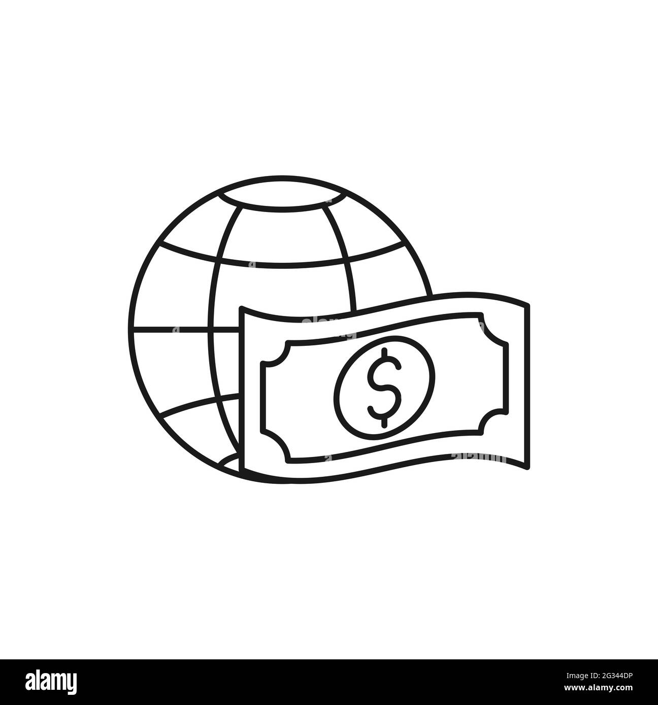 Money with Globe icon Vector Design. Globe with Dollar Money cash icon ...