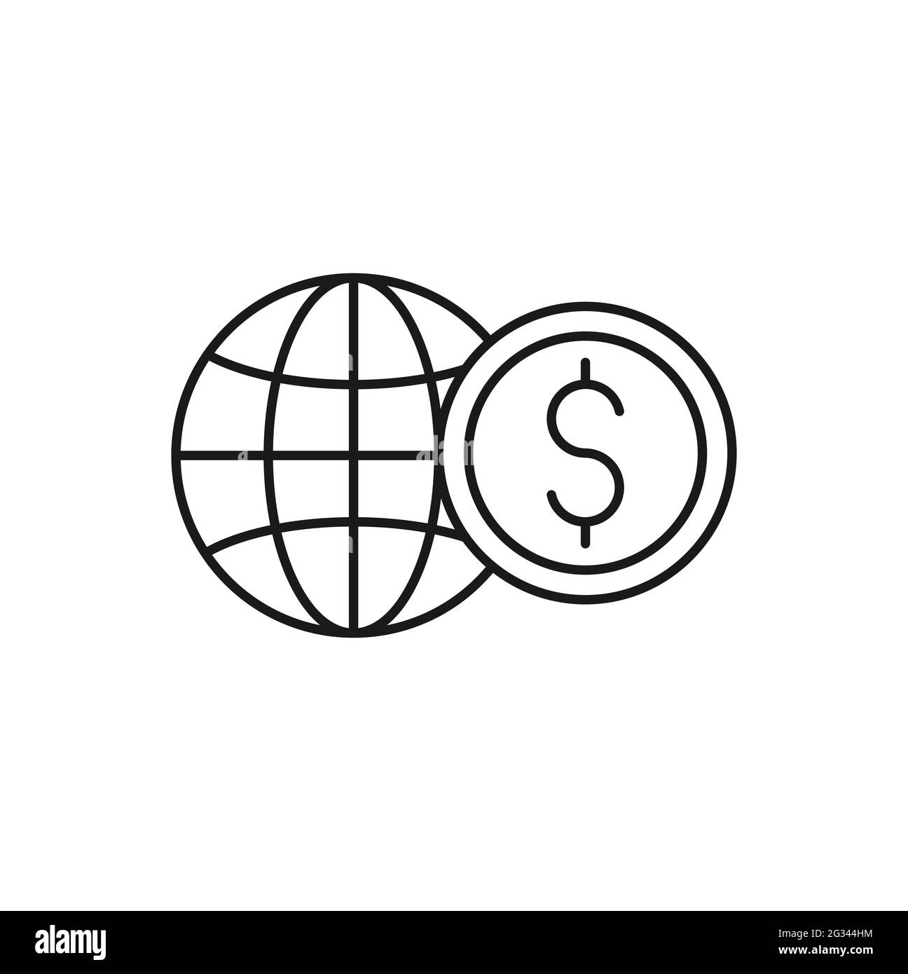 Coin with Globe icon Vector Design. Globe with Dollar Coin icon design ...