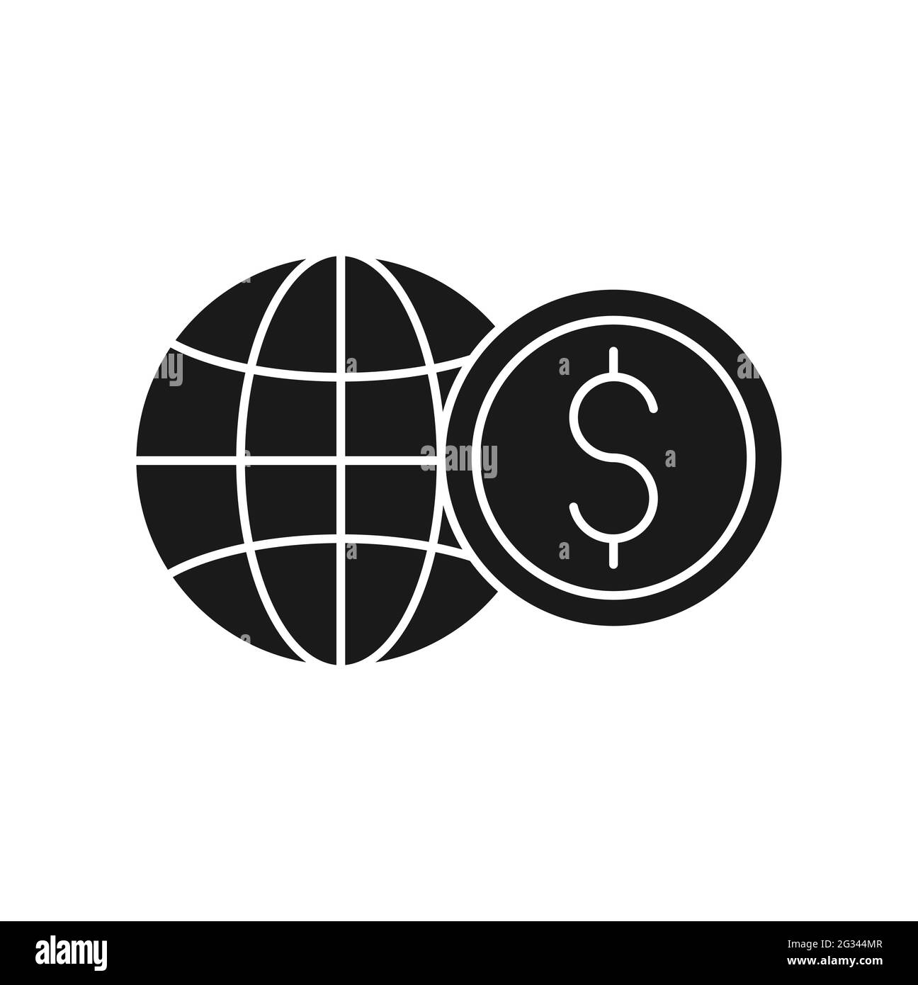 Coin with Globe icon Vector Design. Globe with Dollar Coin icon design ...