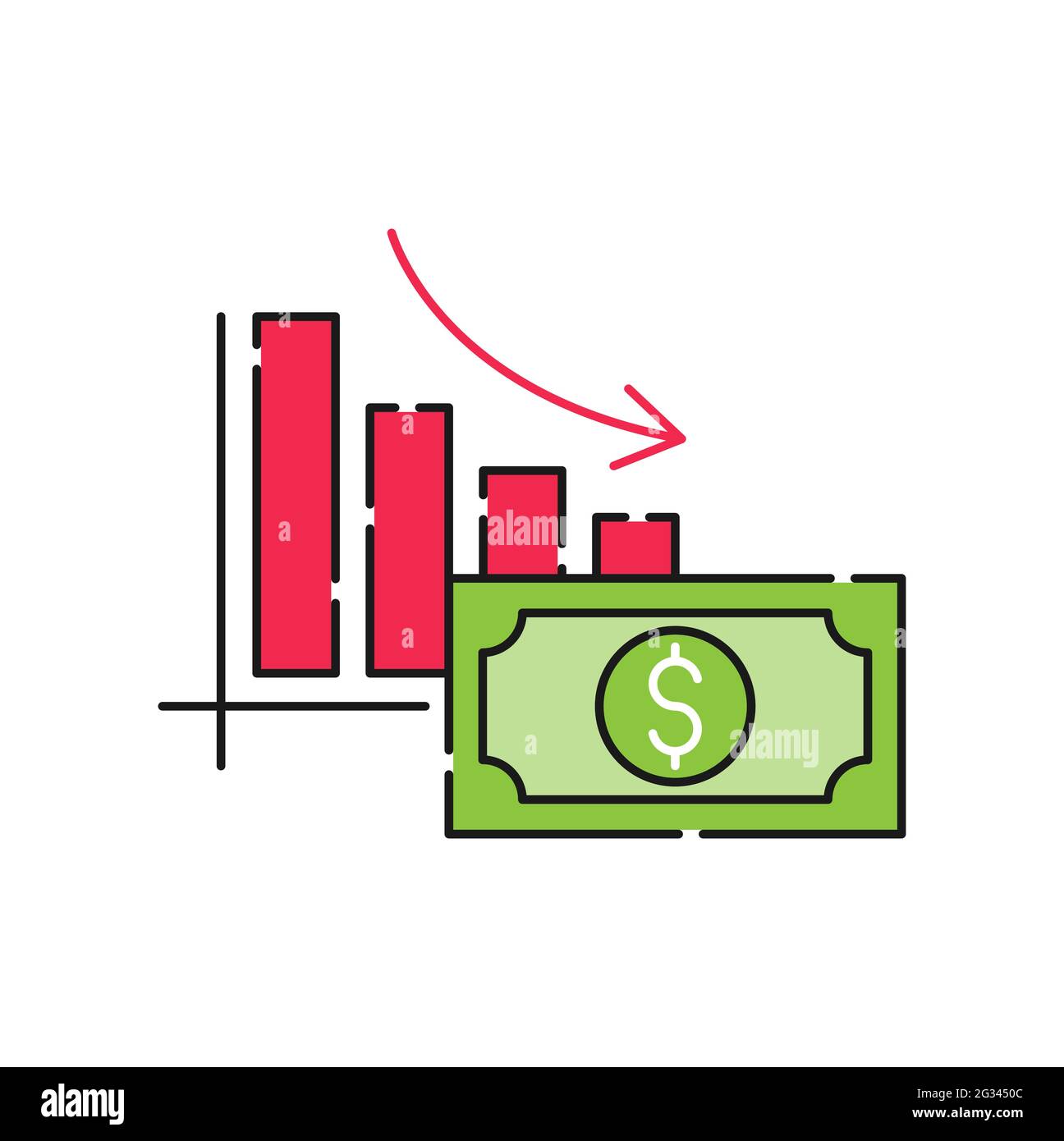 Money Chart icon Vector. Money stats with chart bar growing of rising ...