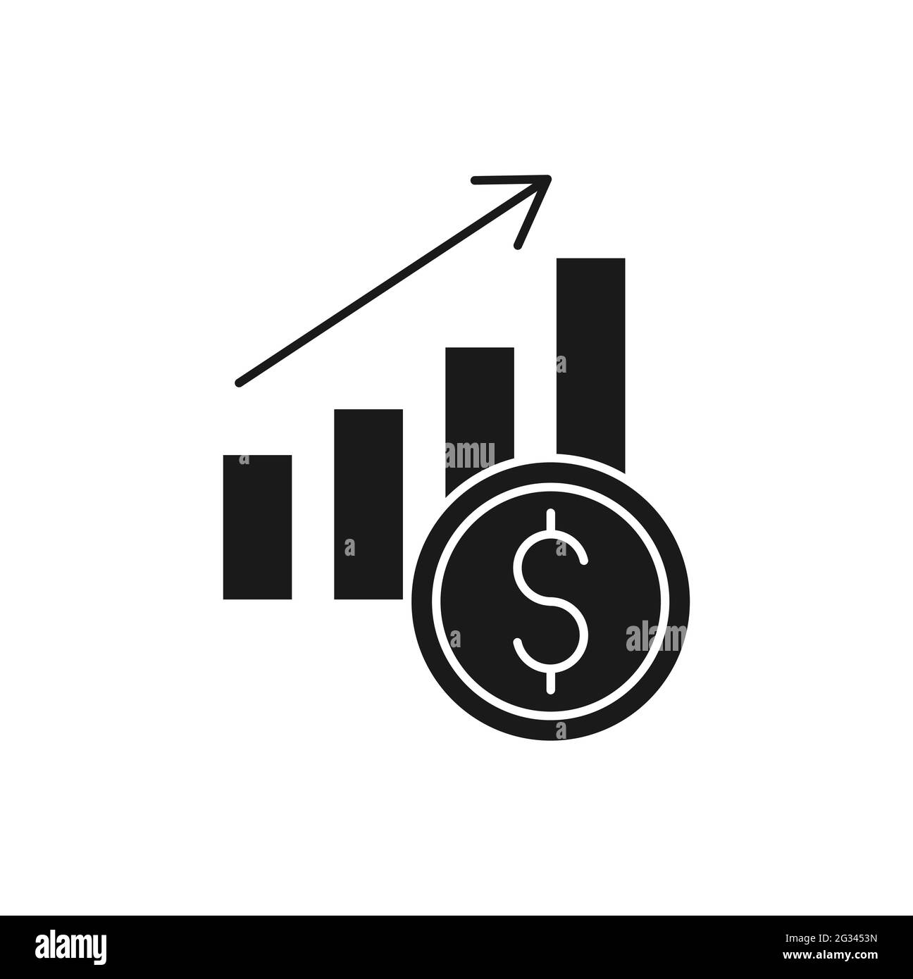 Money Chart icon Vector. Money stats with chart bar growing of rising ...