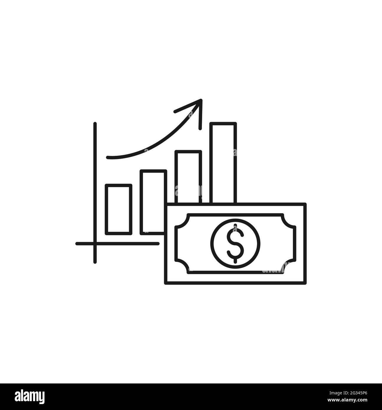 Money Chart icon Vector. Money stats with chart bar growing of rising ...