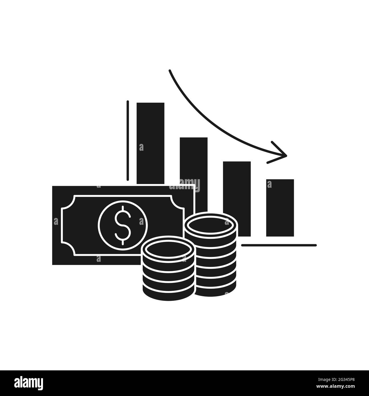 Money Chart icon Vector. Money stats with chart bar growing of rising ...
