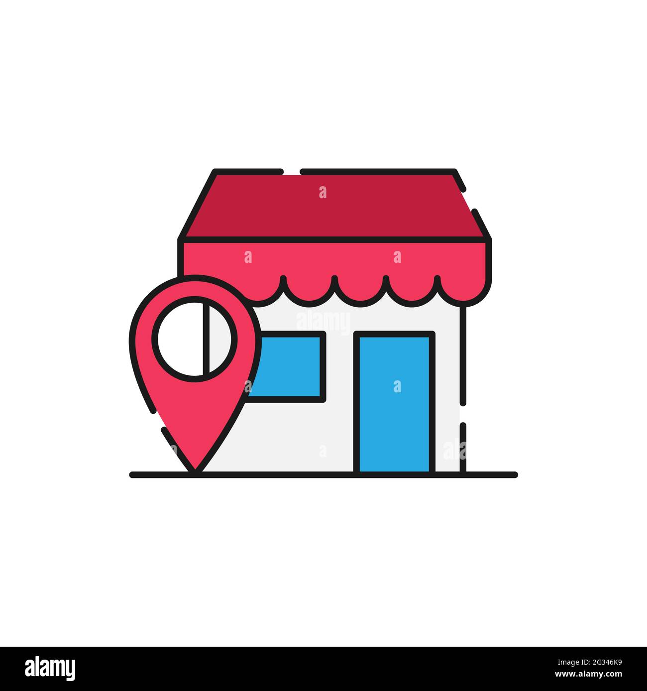 Store with Location icon Vector design Illustration. Store with ...