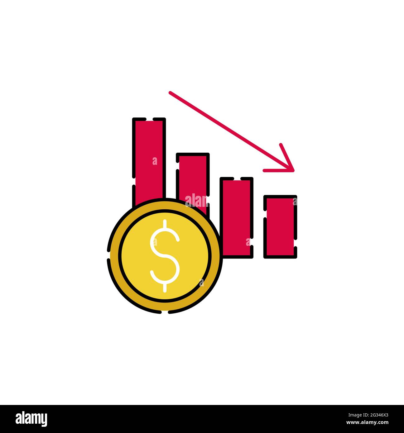 Money Chart icon Vector. Money stats with chart bar growing of rising ...