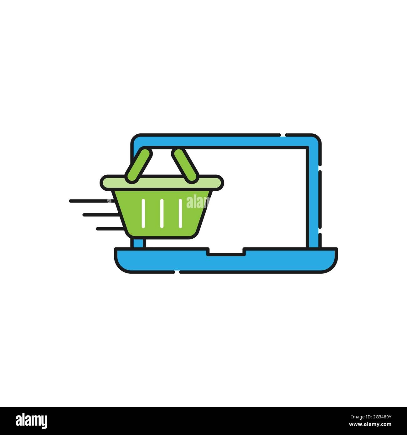 Shopping Cart with Laptop icon Vector Design. Shopping Cart icon with ...