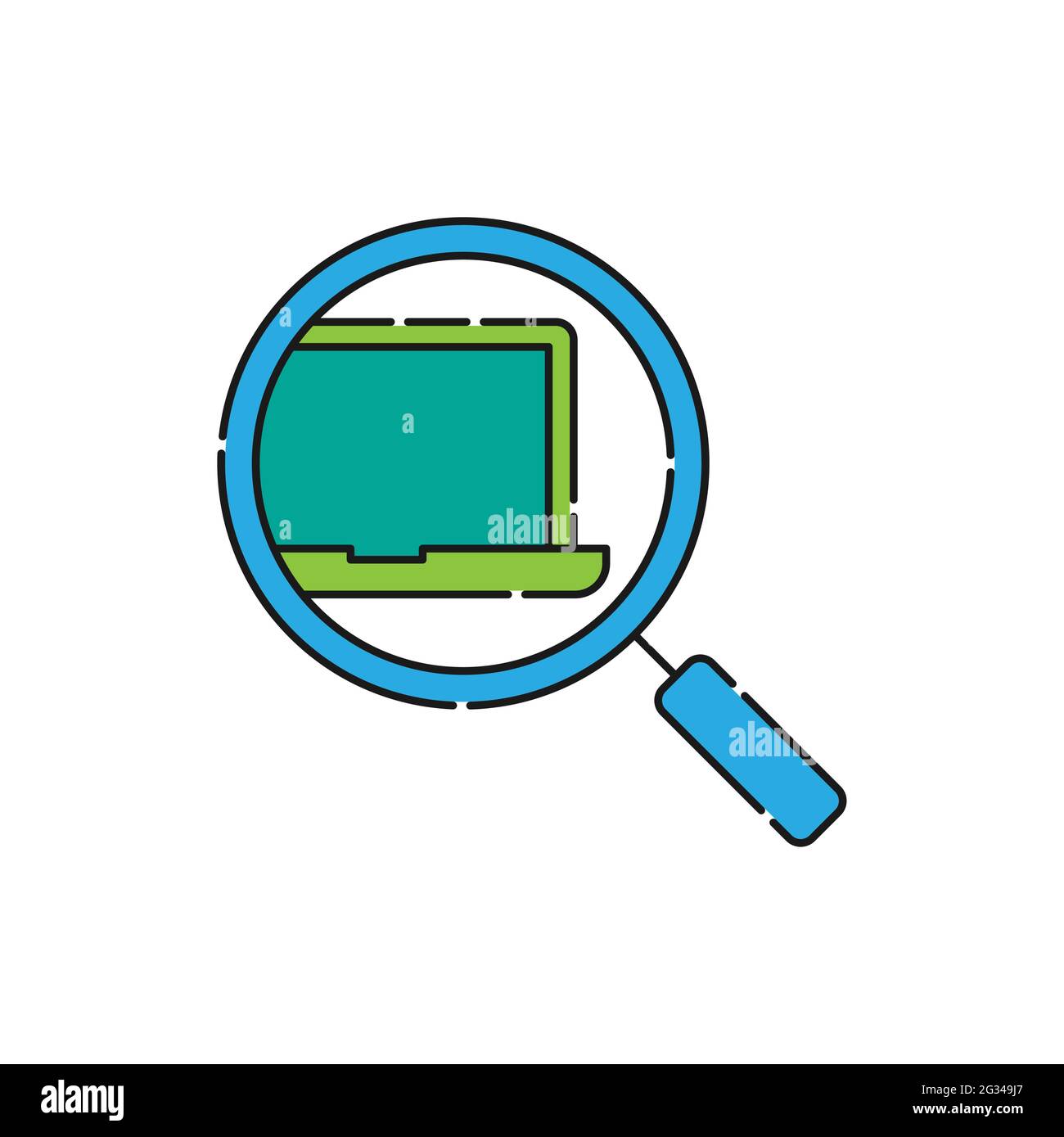 Laptop Search icon Vector Design. Laptop icon with Searching design ...