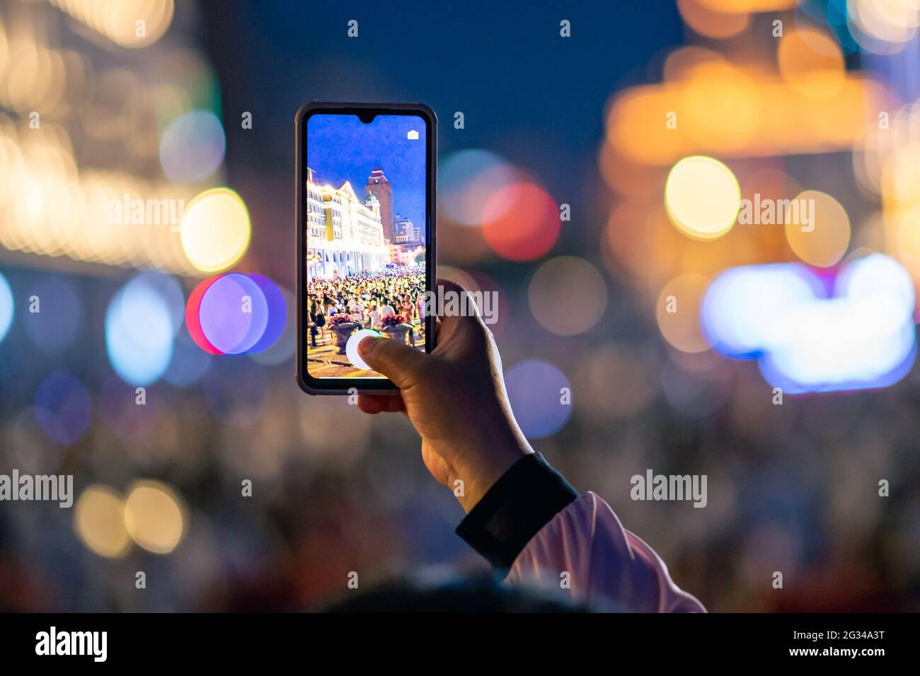 HARBIN, CHINA - JUNE 13, 2021 - People visit the central street of ...