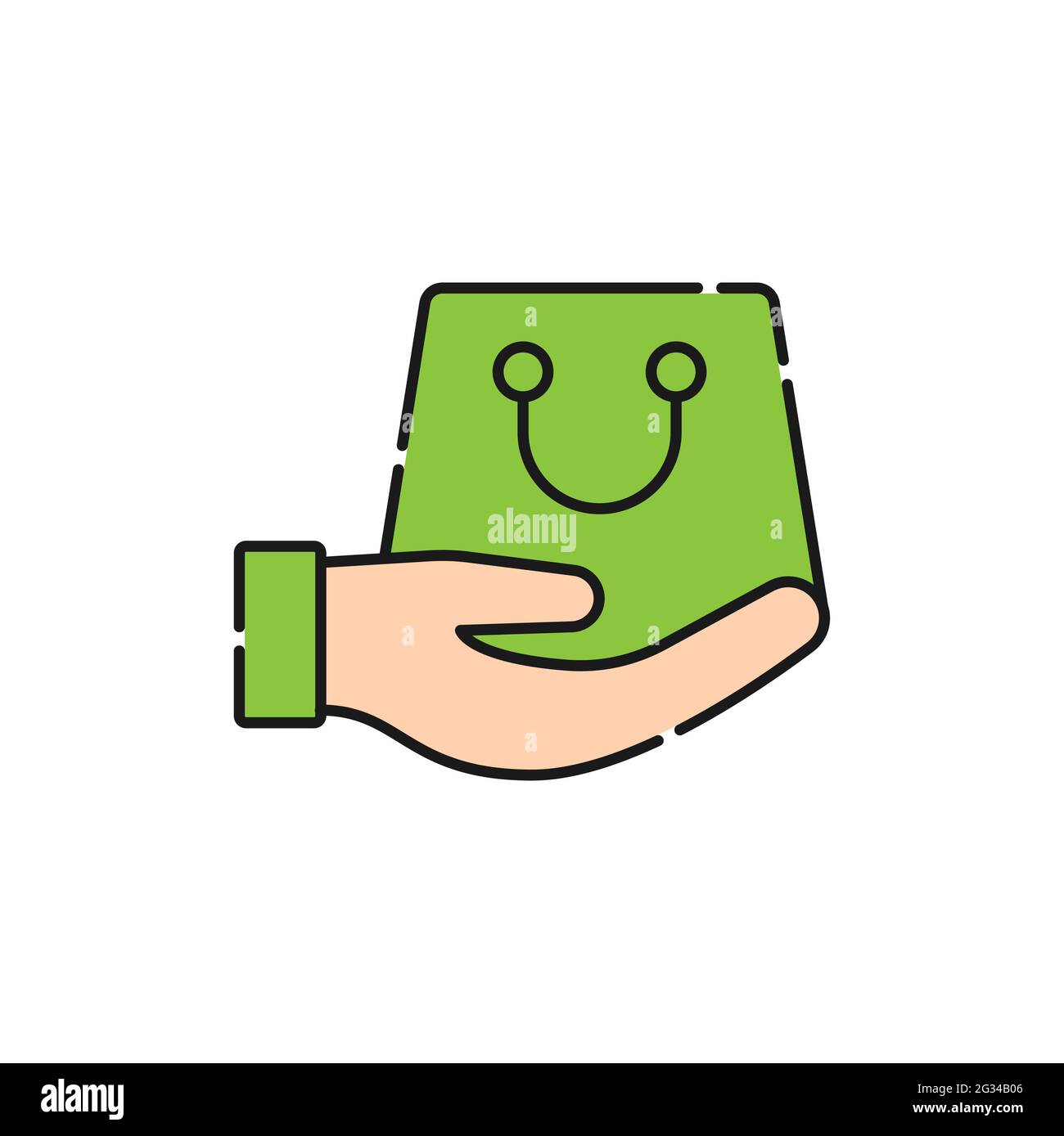 Shopping Bag with Hand icon Vector Design. Shopping Bag icon with Hand ...