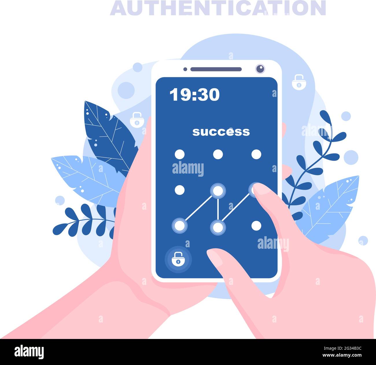 Authentication Security Vector Illustration Via Phone Or Computer For