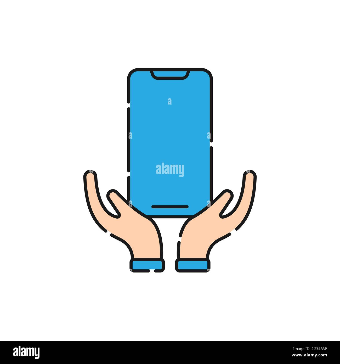 Mobile Phone with Hand icon Vector Design. Smartphone icon with Hand ...