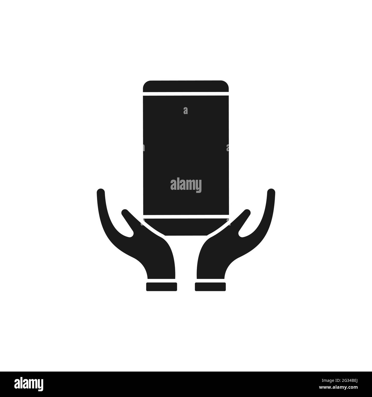 Mobile Phone with Hand icon Vector Design. Smartphone icon with Hand ...
